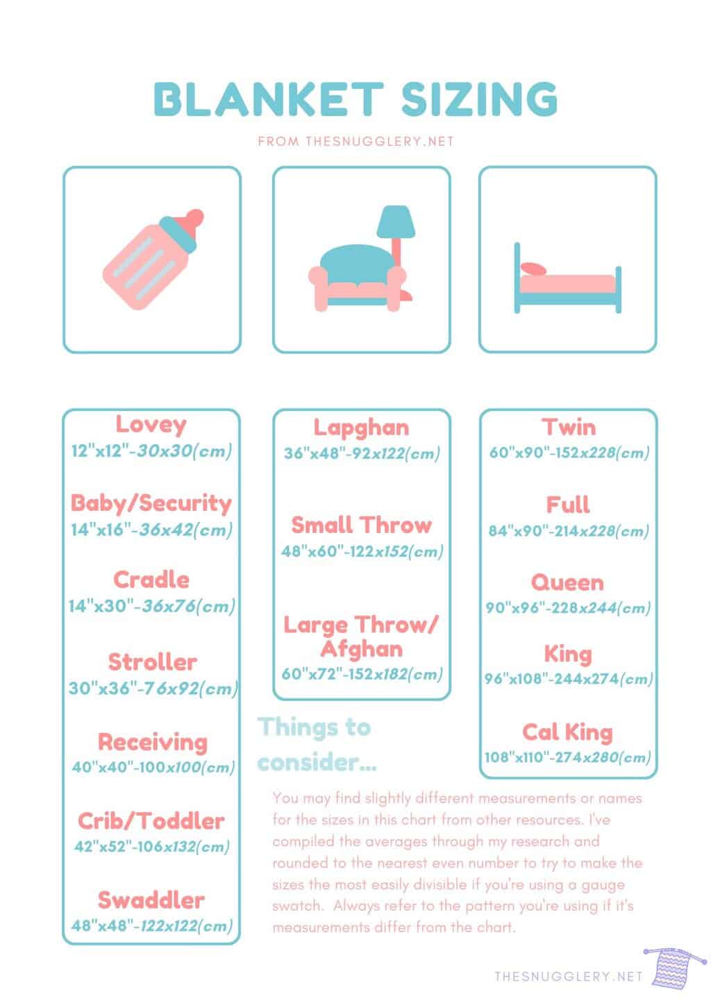Free Printable Blanket Size Chart - The Snugglery