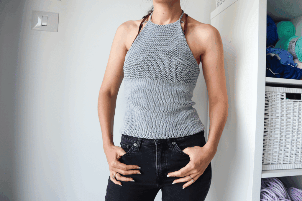 Beginner Knit Halter Top - Free Knitting Pattern! - The Snugglery