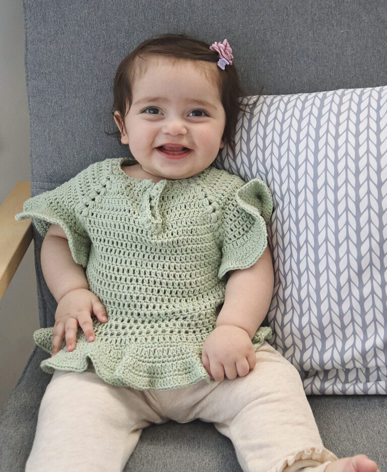 Ruffles and Puffles Top – Baby Girl Crochet Pattern – The Snugglery