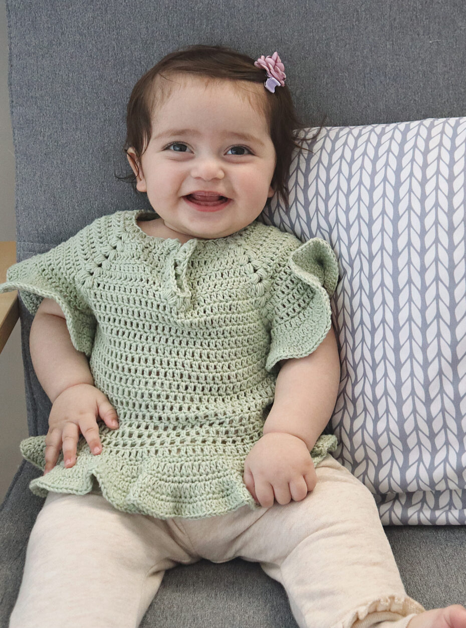 Ruffles and Puffles Top - Baby Girl Crochet Pattern - The Snugglery