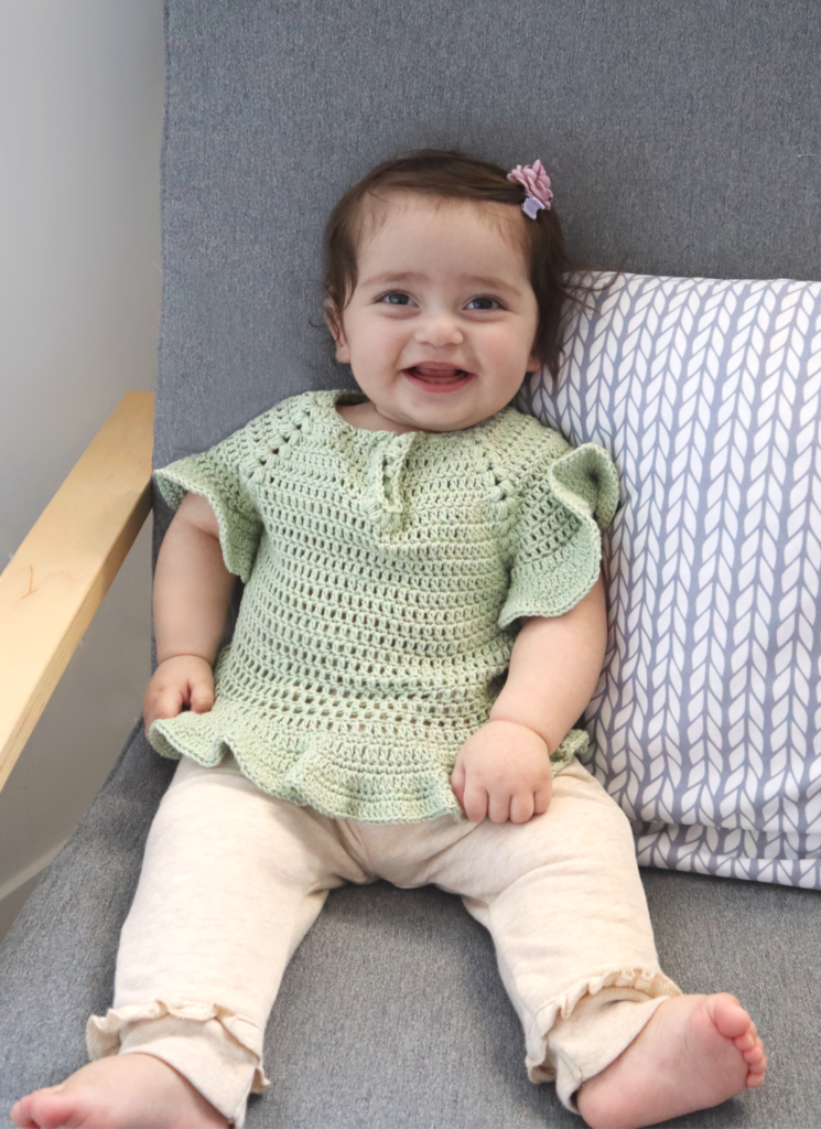 Ruffles and Puffles Top - Baby Girl Crochet Pattern - The Snugglery