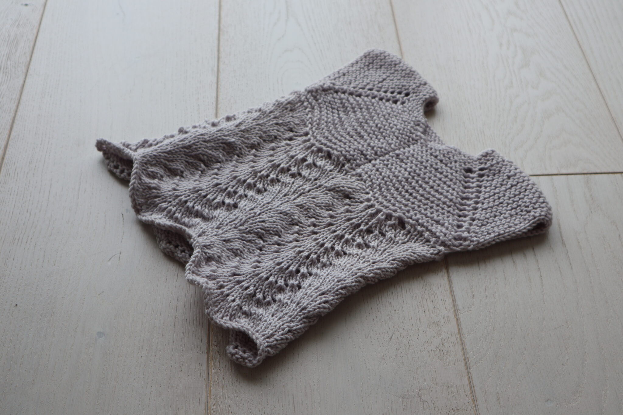 Feather and Fan Out Top – Knit Baby Sweater Pattern – The Snugglery