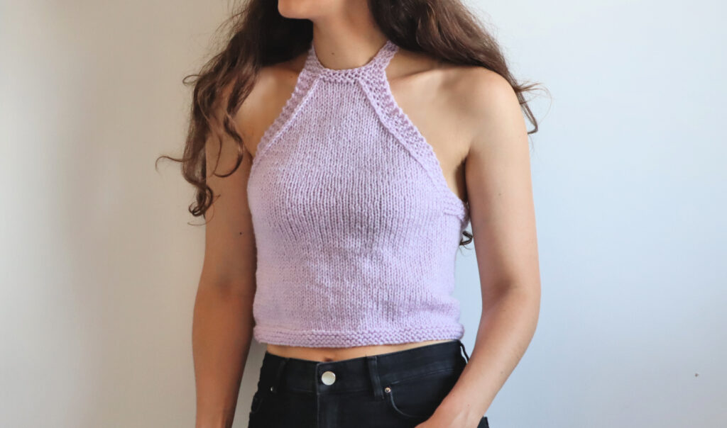 Simple Knit Halter Top – Knitted Crop Top Pattern – The Snugglery