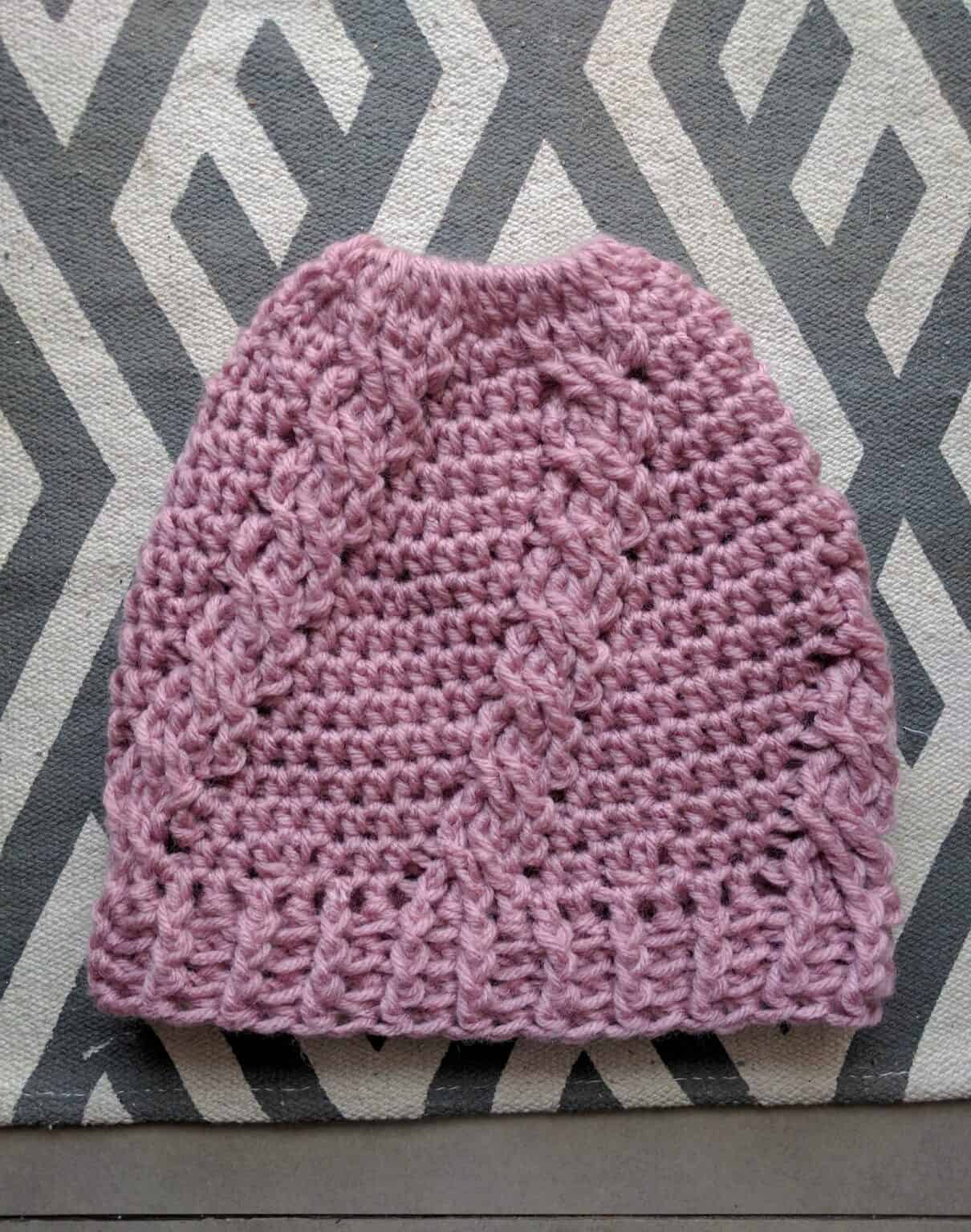 Crochet Cable Bun Beanie – Crochet Hat Pattern – The Snugglery