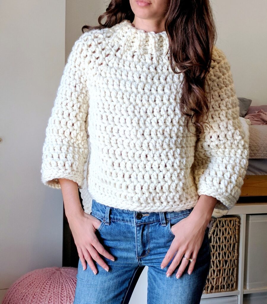 Chunky Cropped Raglan Sweater - Crochet Sweater Pattern - The Snugglery