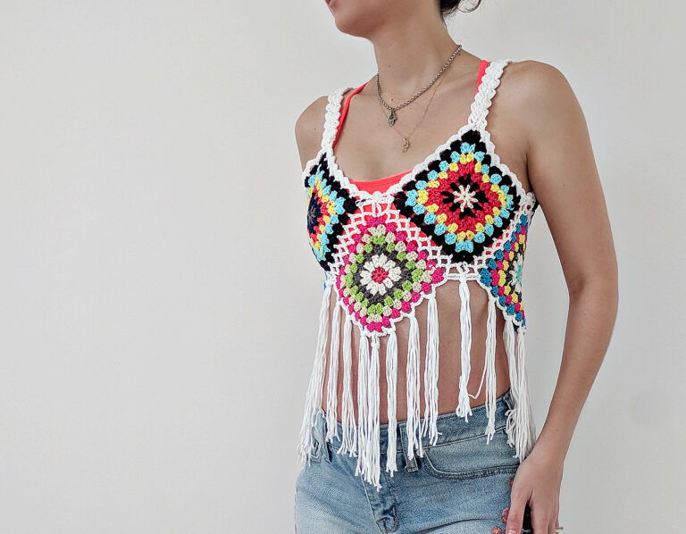 Retro Granny Square Crop Top – Crochet Top Pattern – The Snugglery