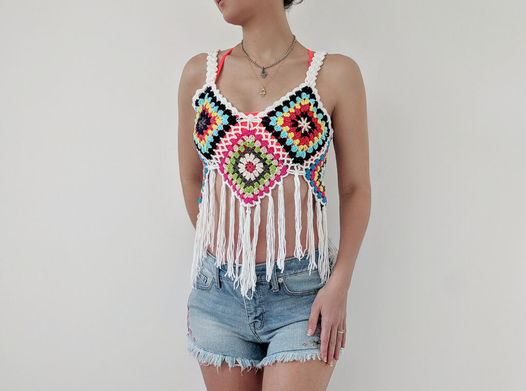 Retro Granny Square Crop Top – Crochet Top Pattern – The Snugglery