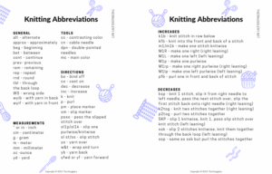 Free Printable Knitting Abbreviations Chart – The Snugglery