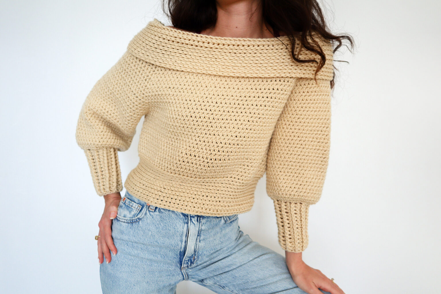 Sultry Shoulder Sweater – Crochet Pattern – The Snugglery