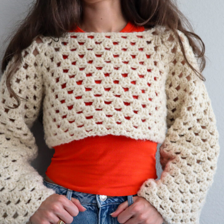 Granny Stitch Cropped Sweater – Crochet Pattern – The Snugglery